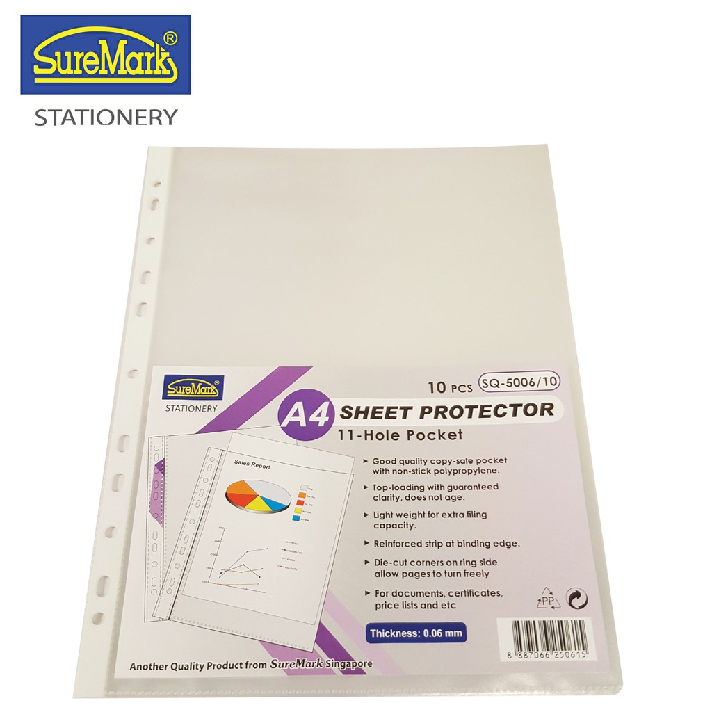 Suremark Sheet Protector A4 Matte - 0.06mm (10pcs per packet) | Shopee ...