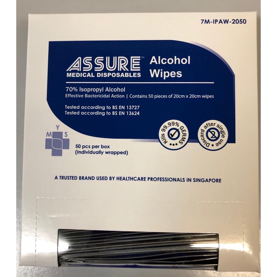ASSURE Alcohol Wipe Saturated with 70% Isopropyl Alcohol, 50pcs/pack ...