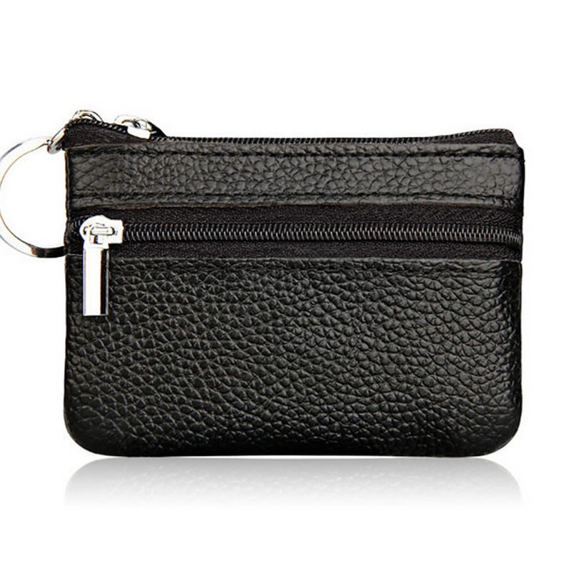 Soft Men Women Card Coin Key Holder Zip Genuine Leather Wallet Pouch ...