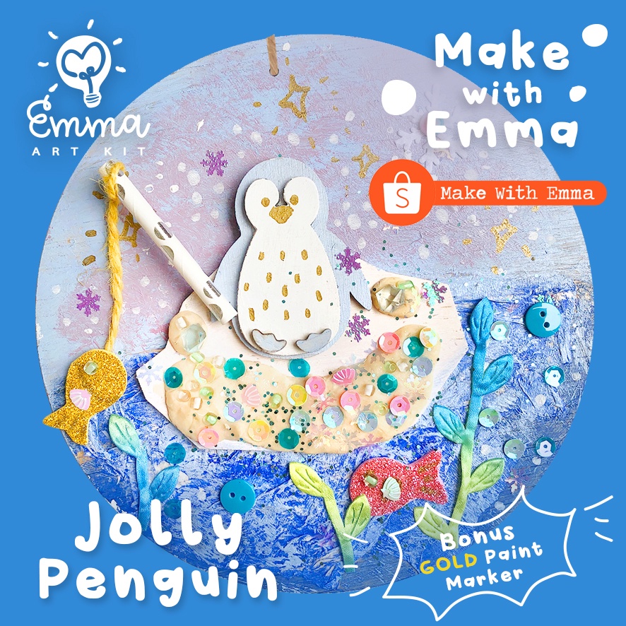 Emma Art Kit: The Jolly Penguin. Complete Paint Art Set for Kids. Made ...