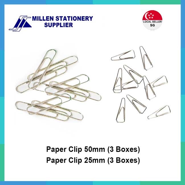 Metal PaperClip (Sold in pack of 6 boxes, 100 clips / box) (25mm / 32mm ...