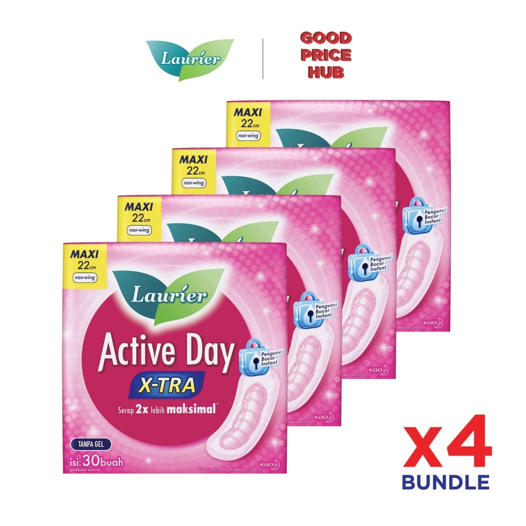 ( BUNDLE OF 4 ) Laurier Active Day X-TRA Maxi 22cm x 30's | Shopee ...