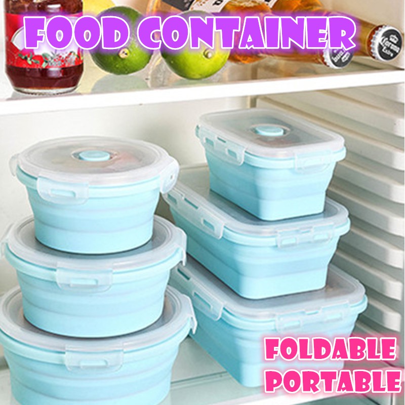 《SG Stock》 Foldable portable food Container Lunch box storage Silicone ...