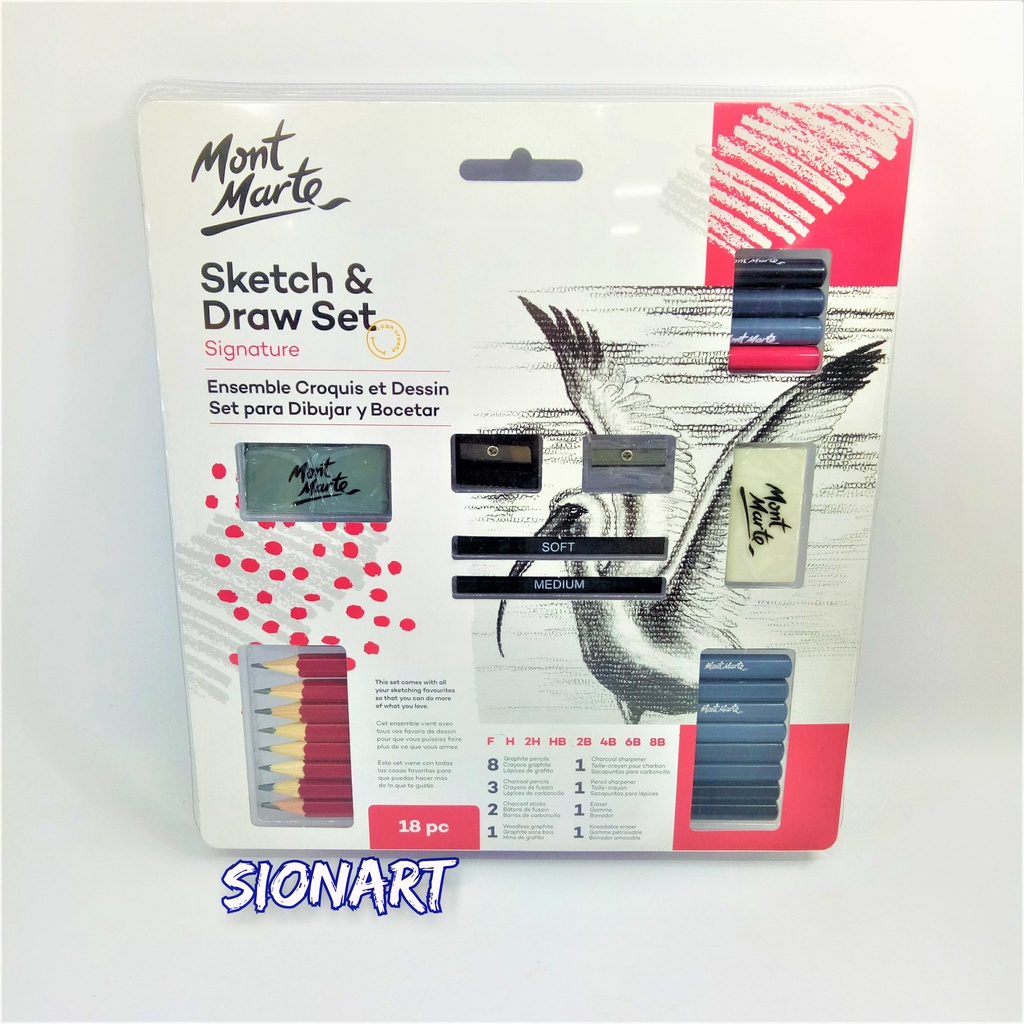 Mont Marte Sketch & Draw Set 18pc | Shopee Singapore