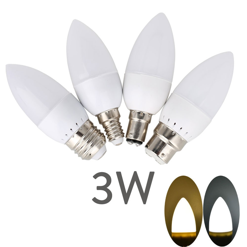 E14 E27 B15 B22 Bayonet LED Candle Light 3W Bulb Lamp 2835 SMD Energy ...
