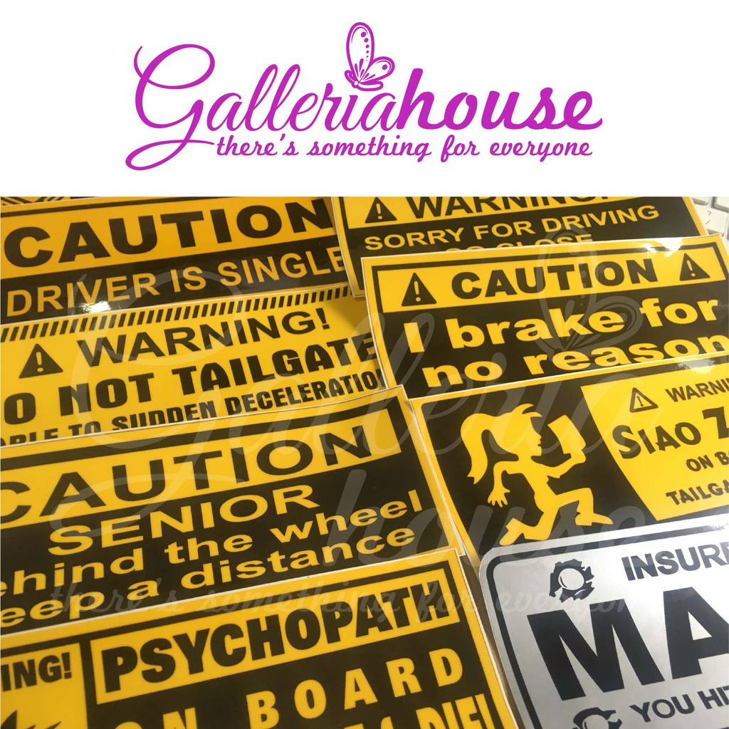 HQS Fancy Funny Stickers Mafia Psychopath Caution Warning Baby brake no ...