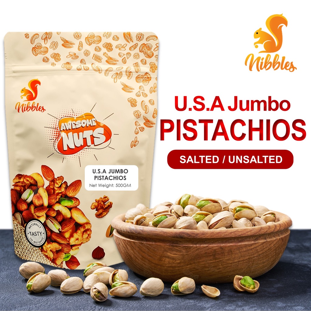 Jumbo USA Pistachios Lightly Salted/Unsalted -1kg (500g x 2 packs) | Shopee Singapore