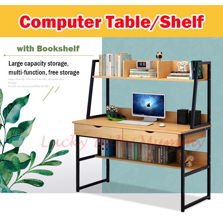 【A68】Computer Tables with Bookshelf/Study Table/Laptop Table/Desk ...