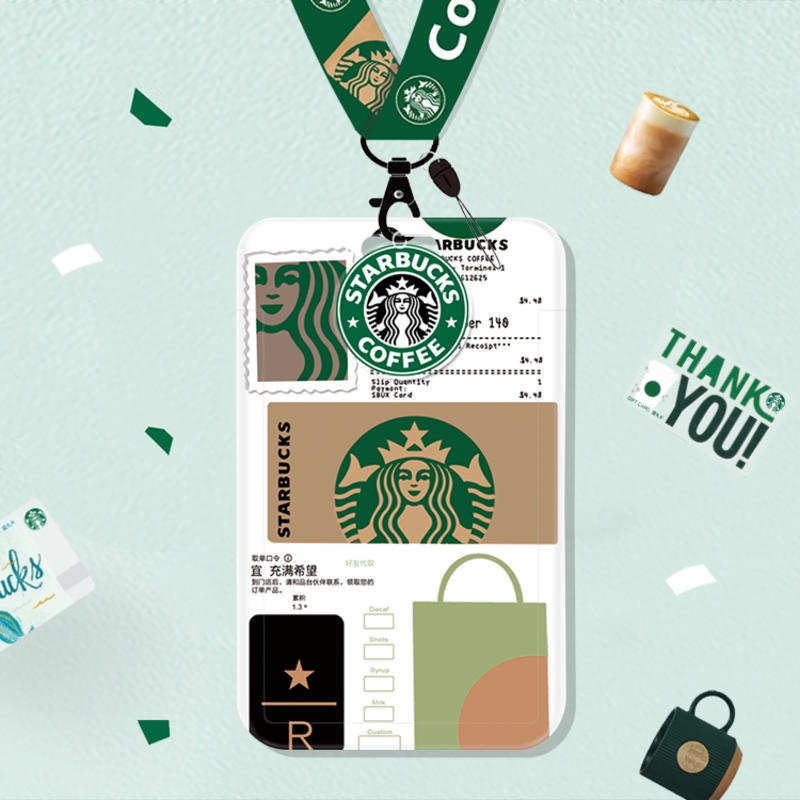 Starbucks card holder with long lanyard pendant for bank card work card ...