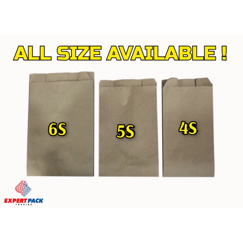 PAPER BAG 4S/5S/6S 100PCS / Bag Kertas Makanan - Brown, Warna Coklat ...