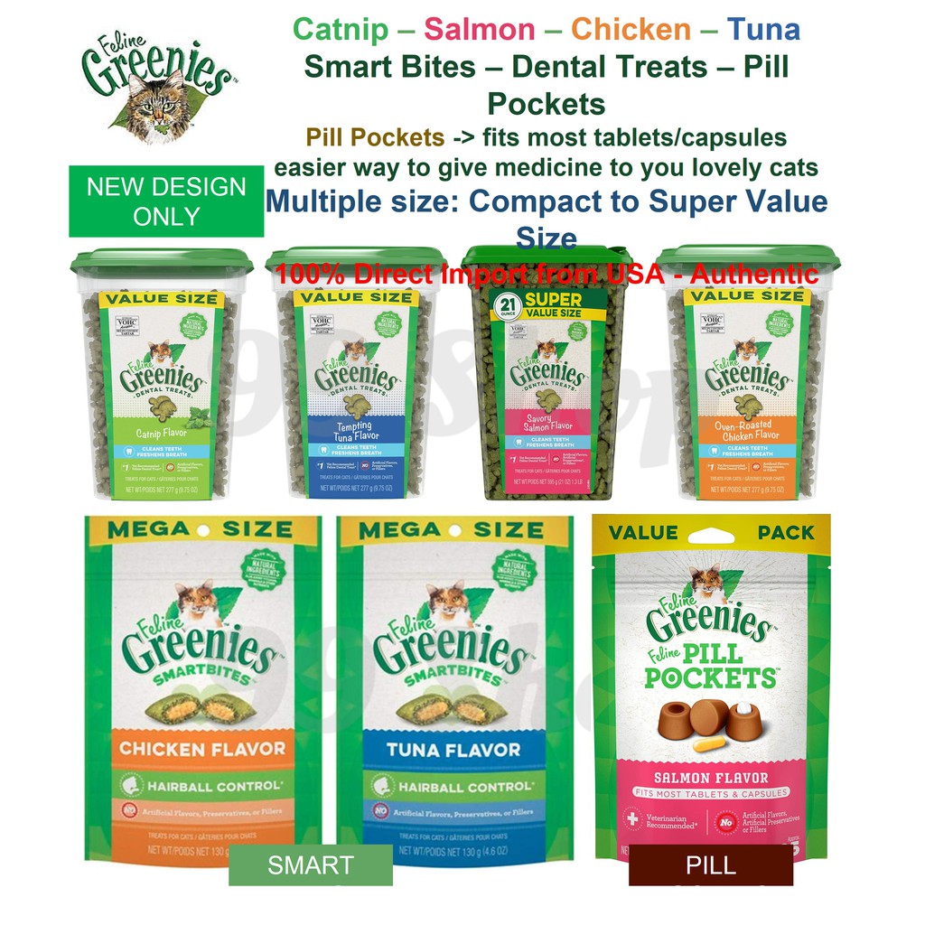 Feline Greenies 100% Authentic Adult/Kitten Dental Cat Hairball Treats ...