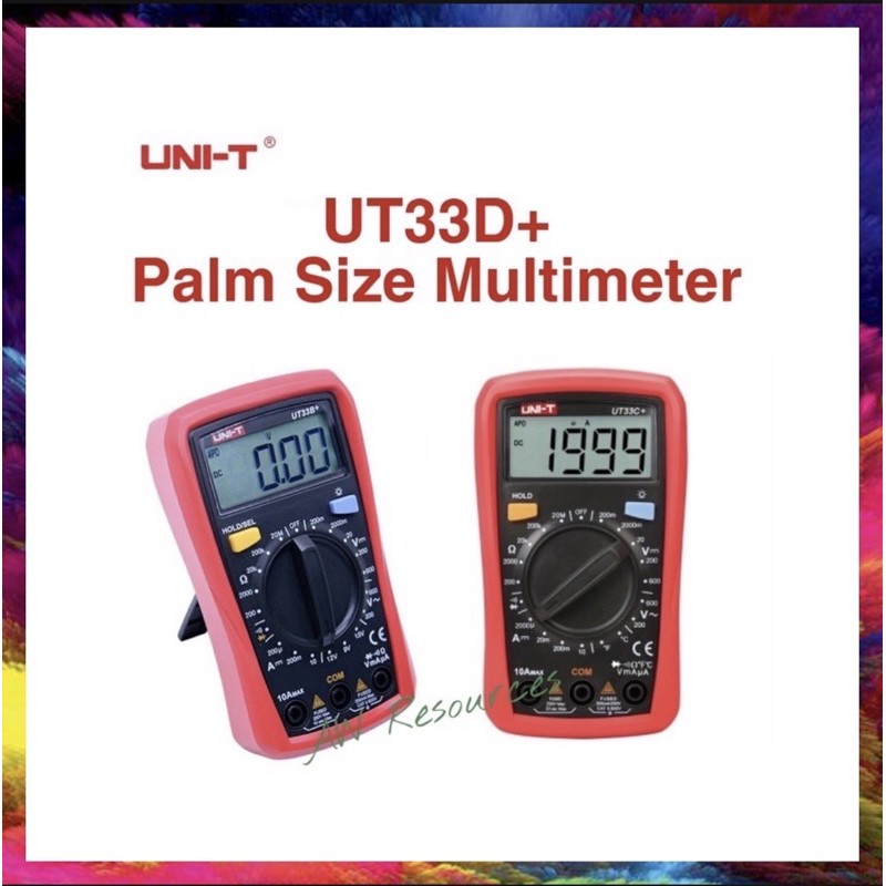 Uni-T UT33+ PALM-SIZED DIGITAL MULTIMETER AC/DC VOLT (500V) & DC AMP ...