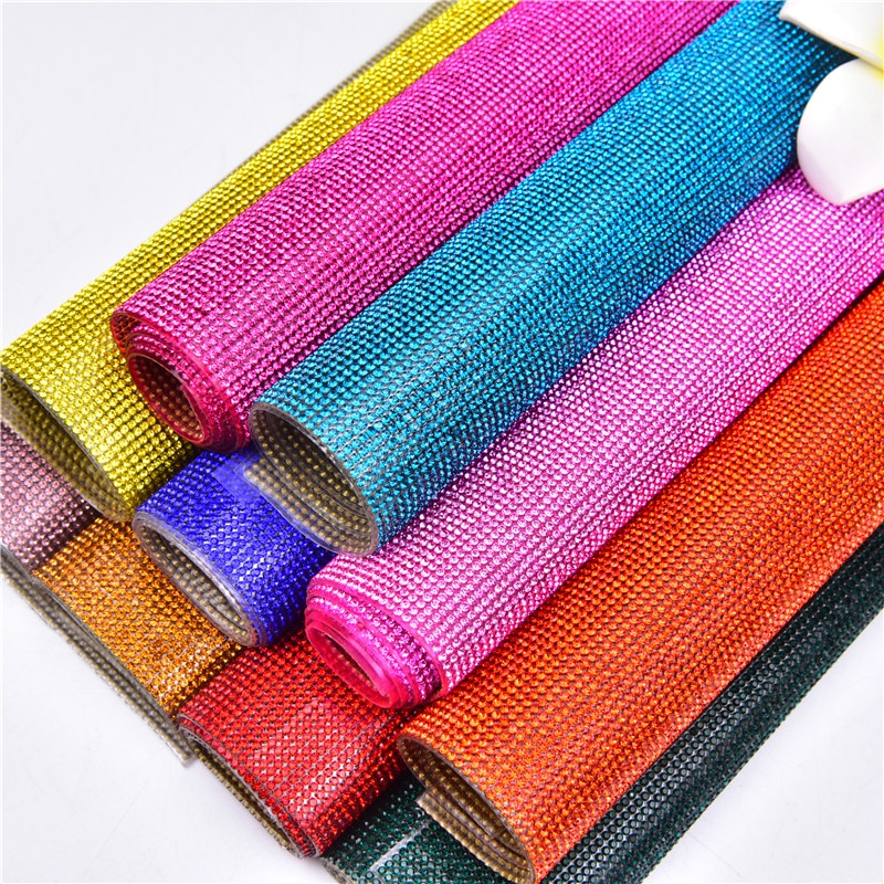 12*20cm 2mm Self adhesive rhinestone mesh trim strass crystal banding ...