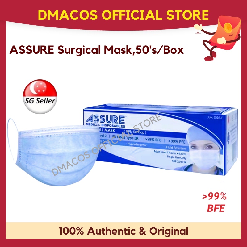 Assure Surgical Mask Adult Kids Children Toddler Black Blue Individual ...