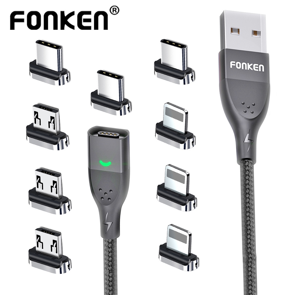 FONKEN Magnetic Cable 3A USB Magnetic Phone Charger Data Cord USB Type ...