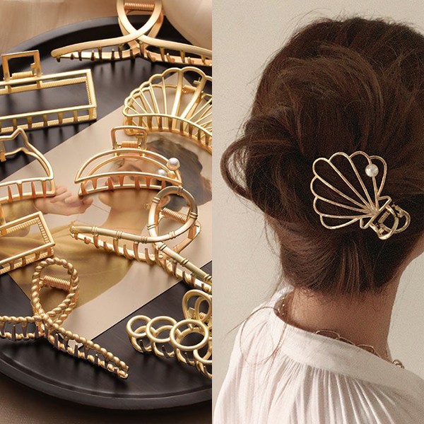 SISI [A21010] Korean Texture Beautiful Metal Hollow Line Pearl ...