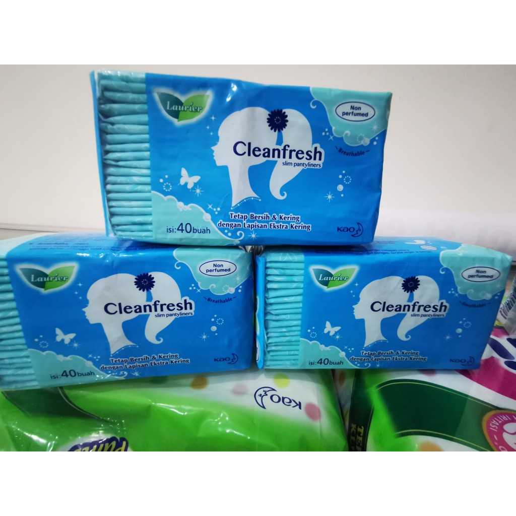 Laurier Pantyliner Cleanfresh contains 40 non-perfumed 40s | Shopee ...