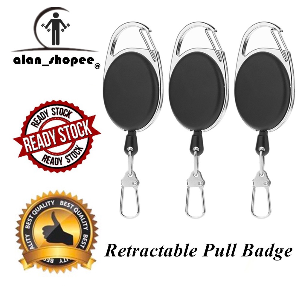 Retractable Pull Badge Token Reels Recoil Belt Key Ring Chain Clips ...