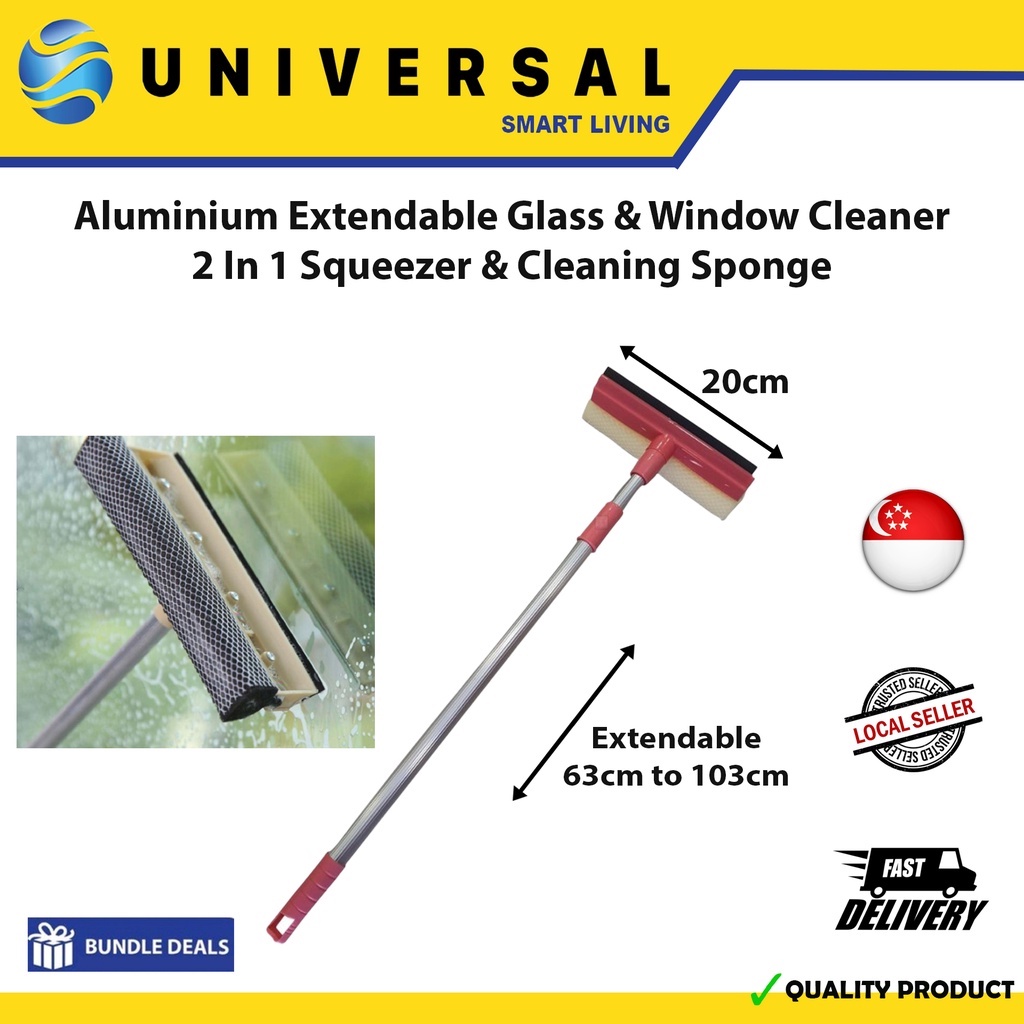 [SG SHOP SELLER] Aluminium Extendable Glass & Window Cleaner 2 In 1 ...