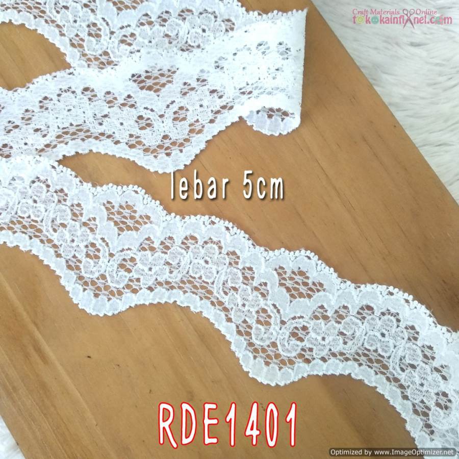 PUTIH Rde1401 Meter Elastic Rubber Lace White Wave 5cm (Per Meter ...