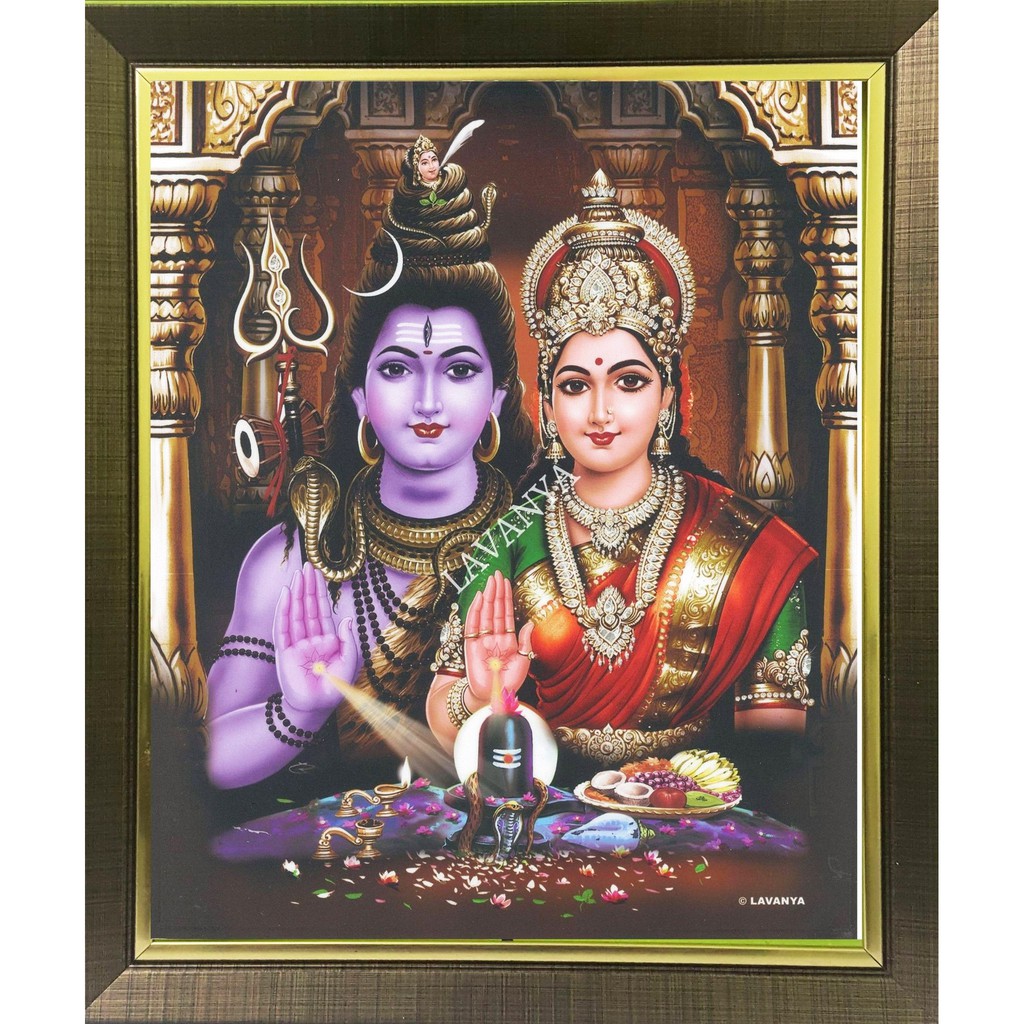 Shiva Parvathy Digital Photo with Lamination and Frame (L191A) | Shopee ...