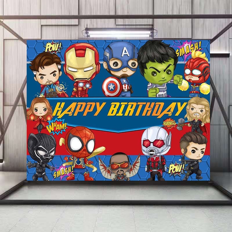 120x80cm Avenger Birthday Background Cloth Children Baby Superhero ...