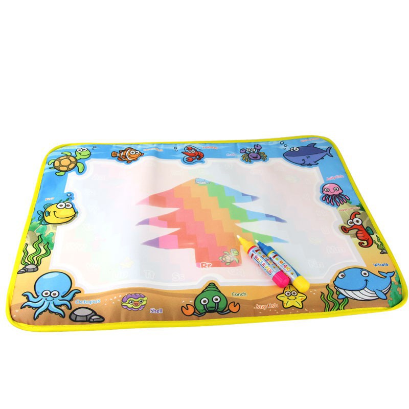 50x36cm Kids Water Drawing Mat with 2 Pens Marine Life Ocean Theme ...