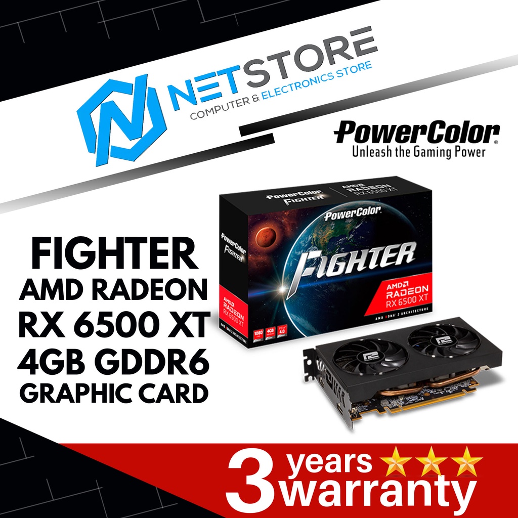 POWERCOLOR FIGHTER AMD RADEON RX 6500 XT 4GB GDDR6 GRAPHIC CARD ...