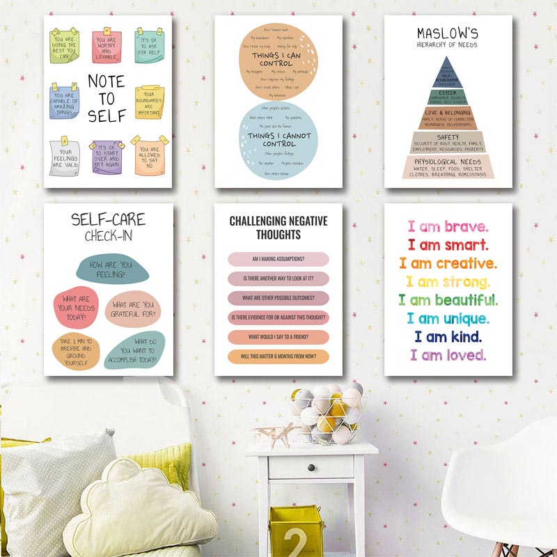 Framed Inspirational Poster Kids Learning Canvas Drawing Psychology ...