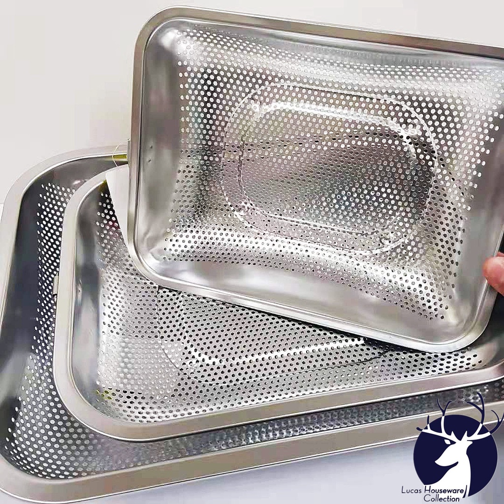 MAKAPAL STAINLESS STEEL COLANDER FOOD STRAINER / WATER DRAINER BASKET W ...