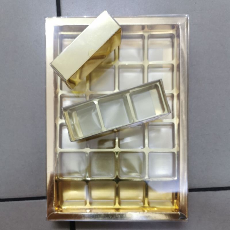 Chocolate Gold Color Box with 2 , 3 , 16 , 24 cavity with transparent ...