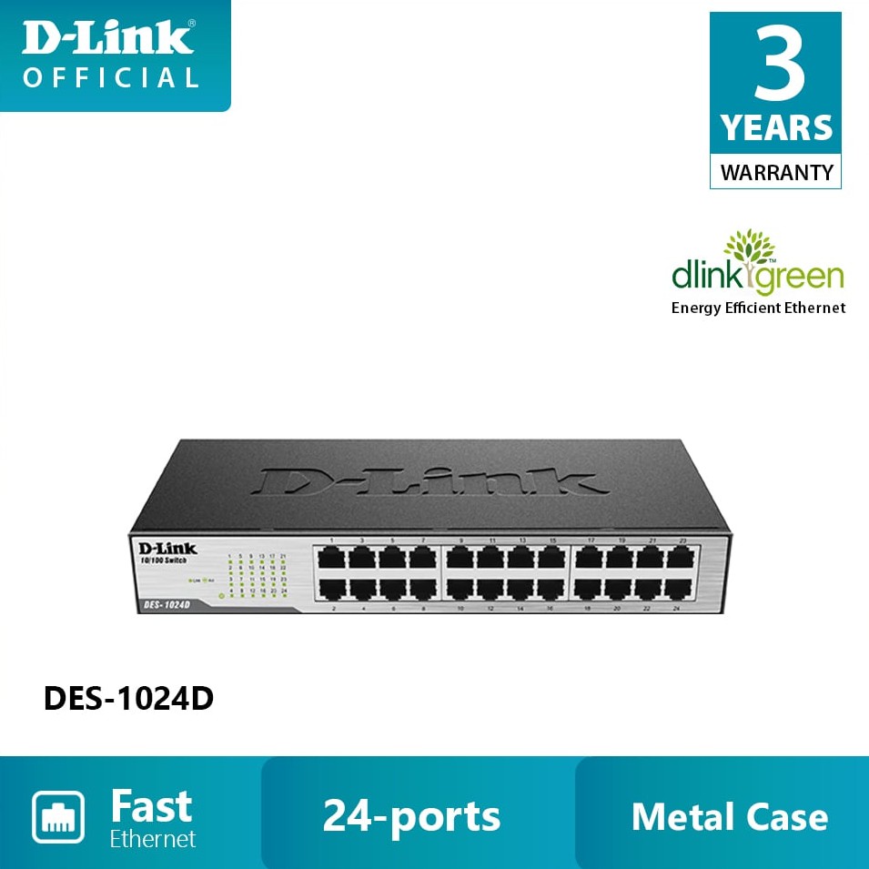 D-Link DES-1024D 24-Port Fast Ethernet Desktop/Rackmount Switch In ...