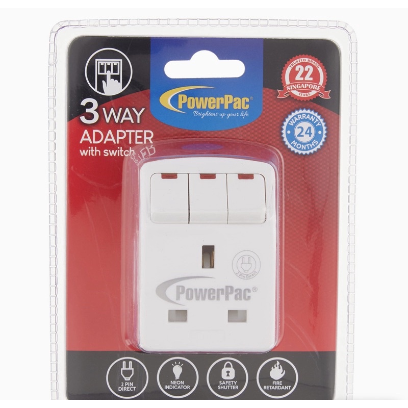 PowerPac Adapter 3 Way (PP8733) With Switch and 2 Pin Direct | Shopee ...