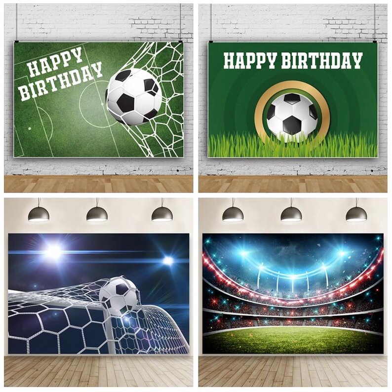 7x5ft Football Backdrop Soccer Theme Happy Birthday Party Banner ...