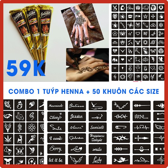 Combo 1 TUBE OF BLACK HENNA INK + 50 MOLDS (ALL SIZES) | Shopee Singapore