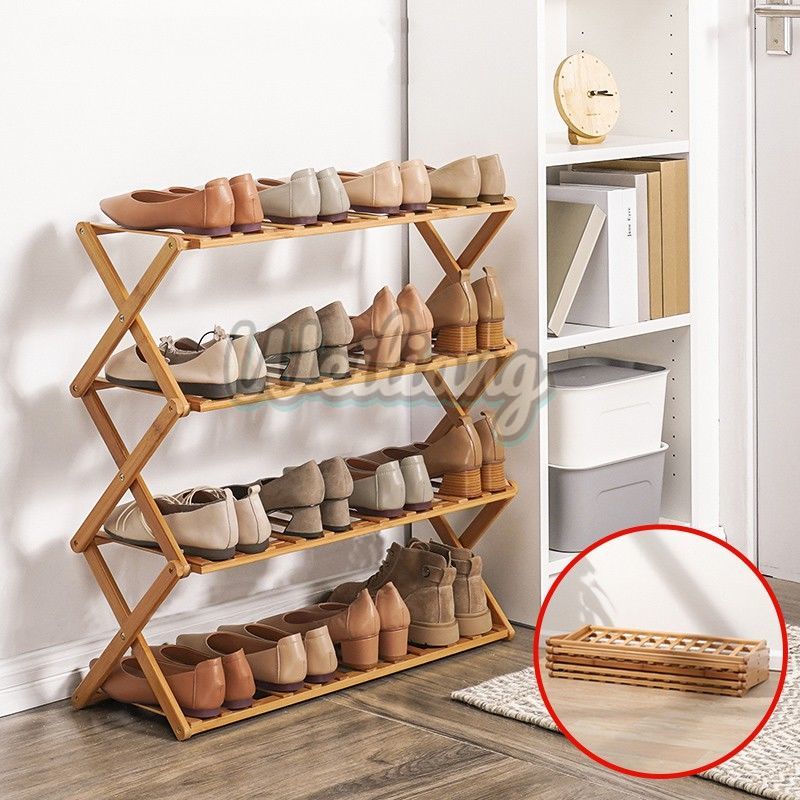 3/4/5/6 Layers Bamboo Shoe Cabinets Shoe rack/folding flower rack/multi ...