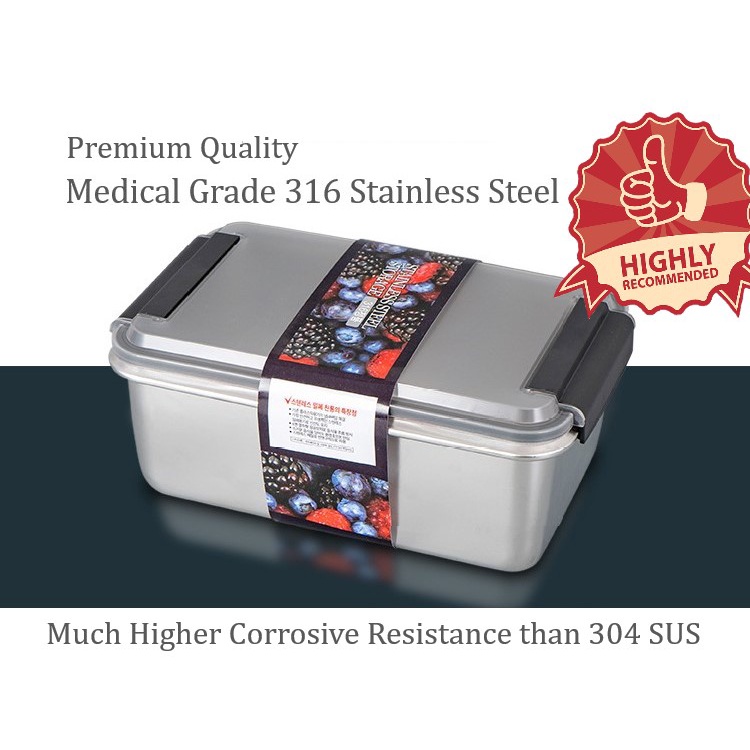 316 Stainless Steel Food Container - Anti-Bacterial Medical Grade Steel ...