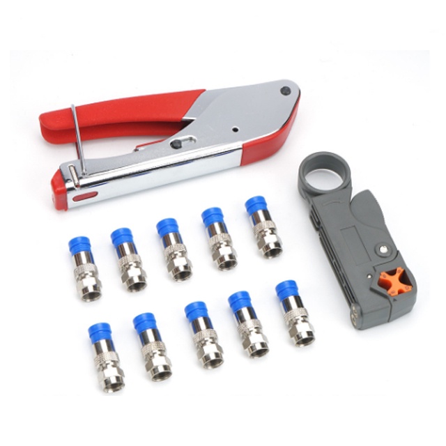 Coaxial cable crimping tool set Squeezing forceps&Wire stripper For RG6 ...