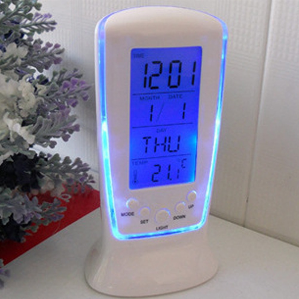 LED Digital Alarm Clock With Blue Backlight Electronic Watch LCD ...