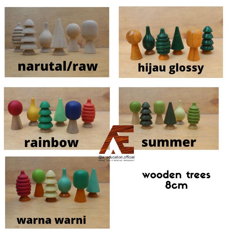 KAYU Wooden Forest Natural And Color Toy baby pretend play Wooden Tree ...