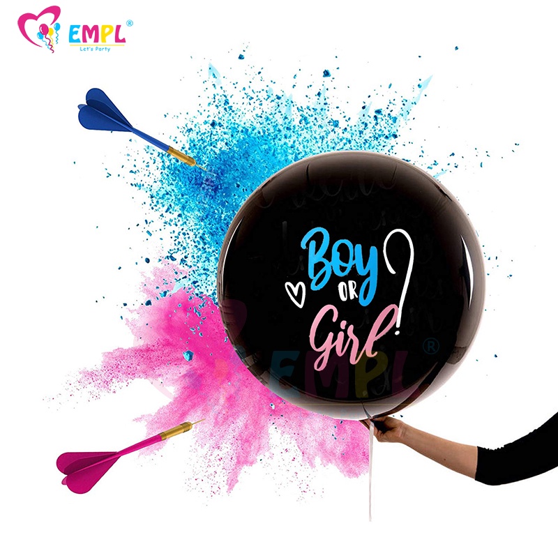 36" Baby Gender Reveal Latex Balloon with 2 Blue Pink Powder Confetti ...
