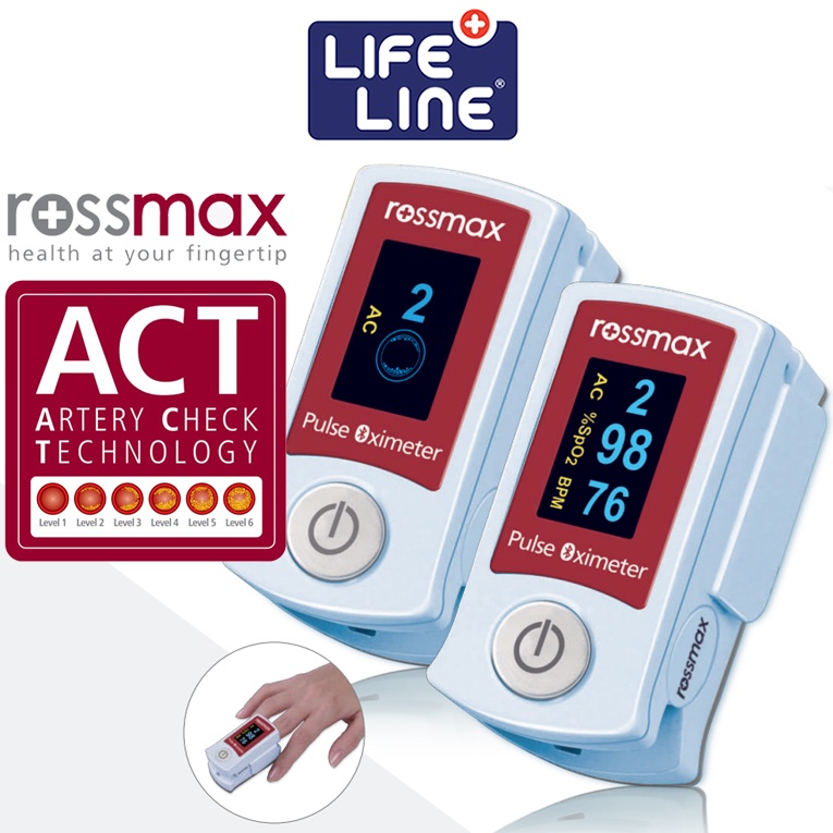 Rossmax Fingertip Pulse Oximeter with "ACT" SB210 (Artery Check / SpO2 / Heart Rate Monitor ...