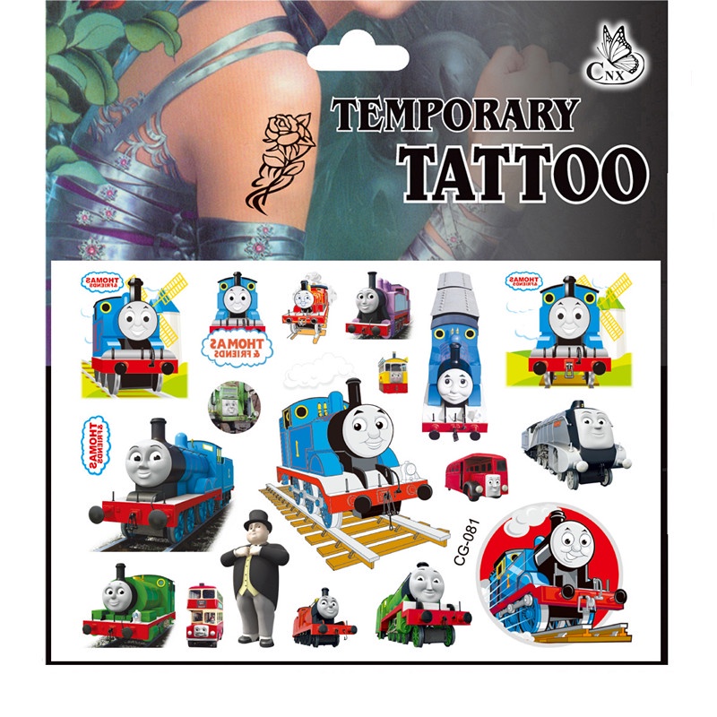 2 sheets Cartoon Thomas And His Friends Waterproof Temporary Tattoo ...