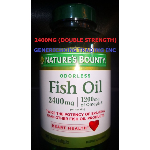 Nature’s Bounty Fish Oil 2400mg 1200mg of Omega-3 (90 Coated Softgels ...