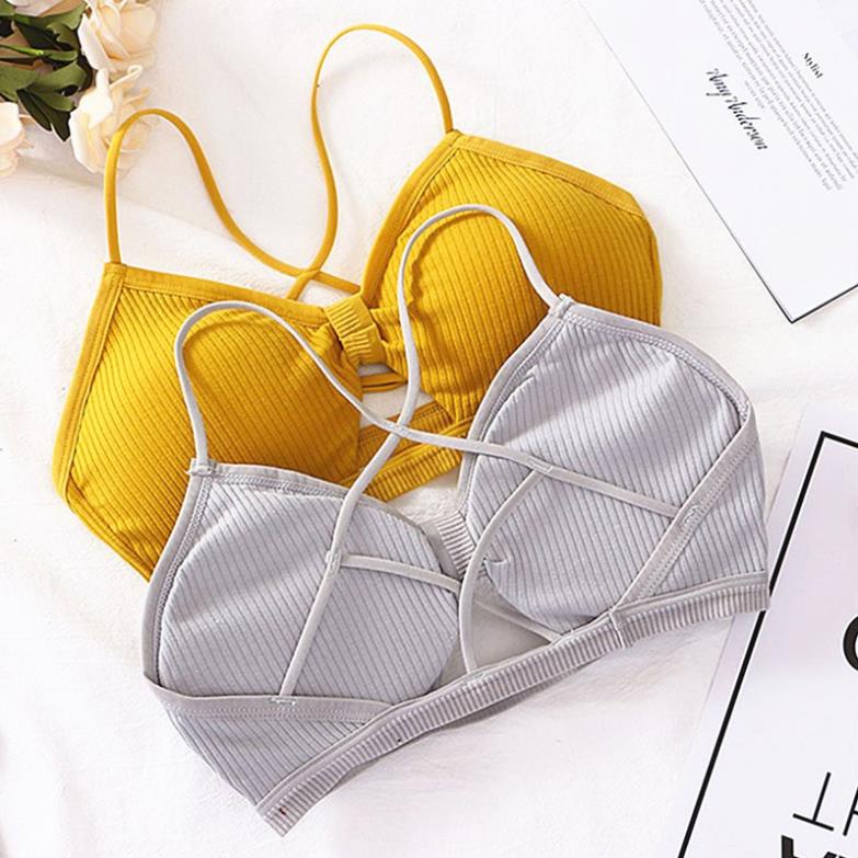 Personalized bra Striped cross-strap bra - Rimless, bust-flattering ...