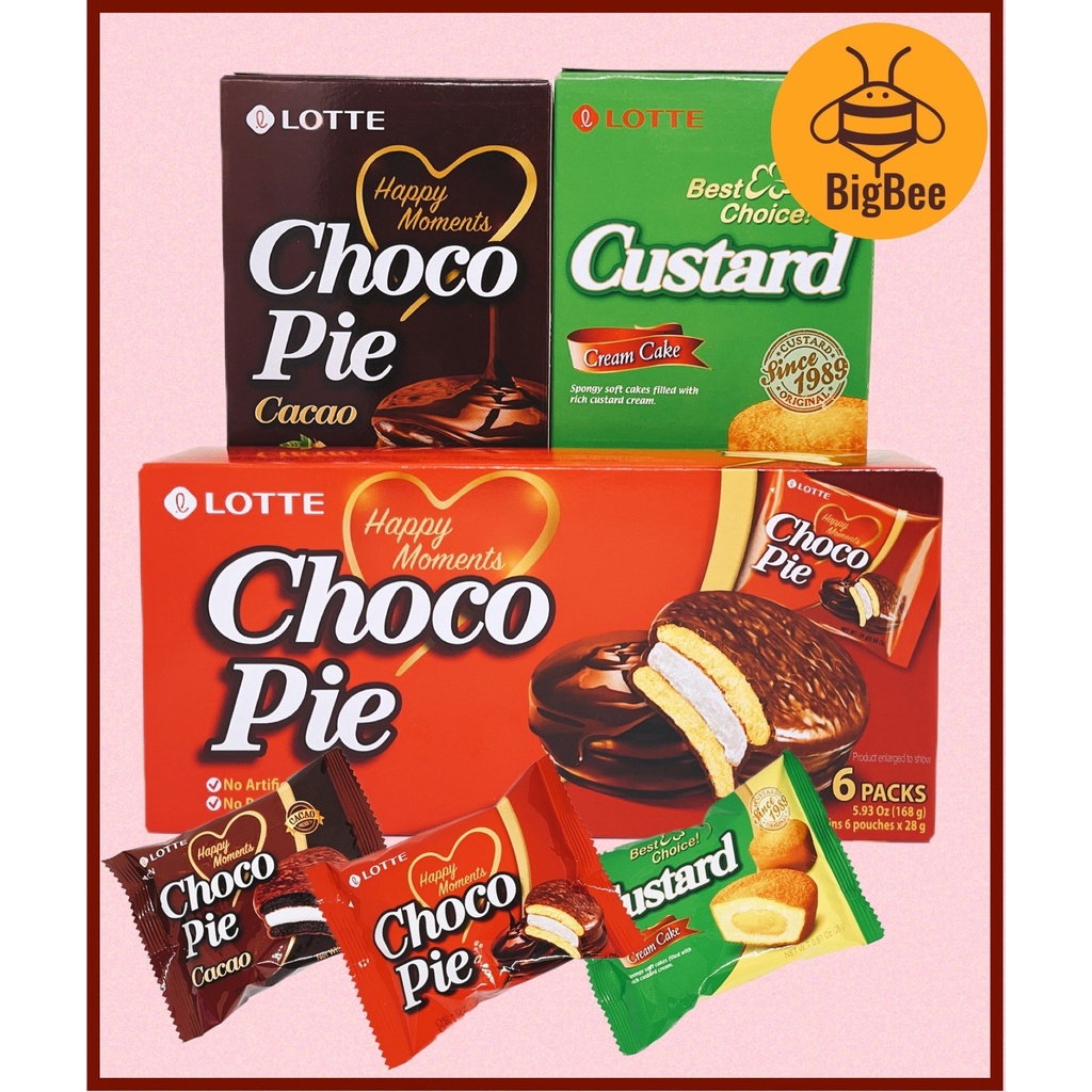 Lotte Choco Pie / Custard Cream Cake - 168g / 138g (6p) x 2bxs Assorted Choco Pie Custard Cream ...