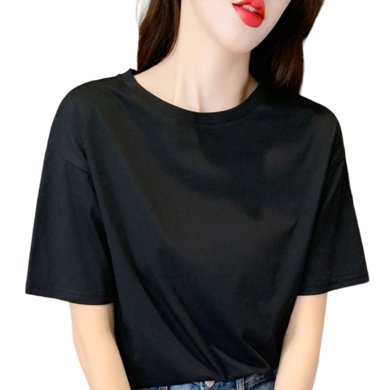 Girls' Plain T-shirt Short Sleeve Women's T-shirt Oblong Cotton Distro ...