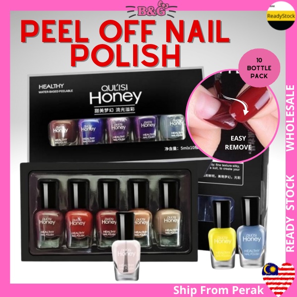 Oulisi Peel Off 10pc Nail Polish Color Set Breathable WUDHU MUSLIM ...