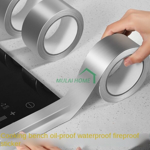 Kitchen High-Temperature Resistant Aluminum Foil Oil-Proof Stickers Tape Beauty Seam Stickers ...