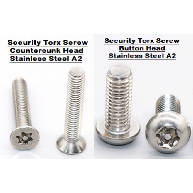 Security Torx Screw Button and Countersunk Head Stainless Steel A2 (M3,M4,M5,M6) | Shopee Singapore